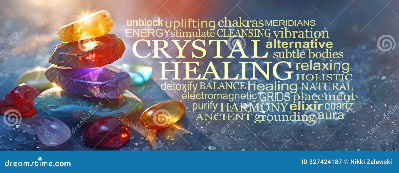 Crystal Therapy Word Cloud on Rustic Stone Effect Background Stock ...