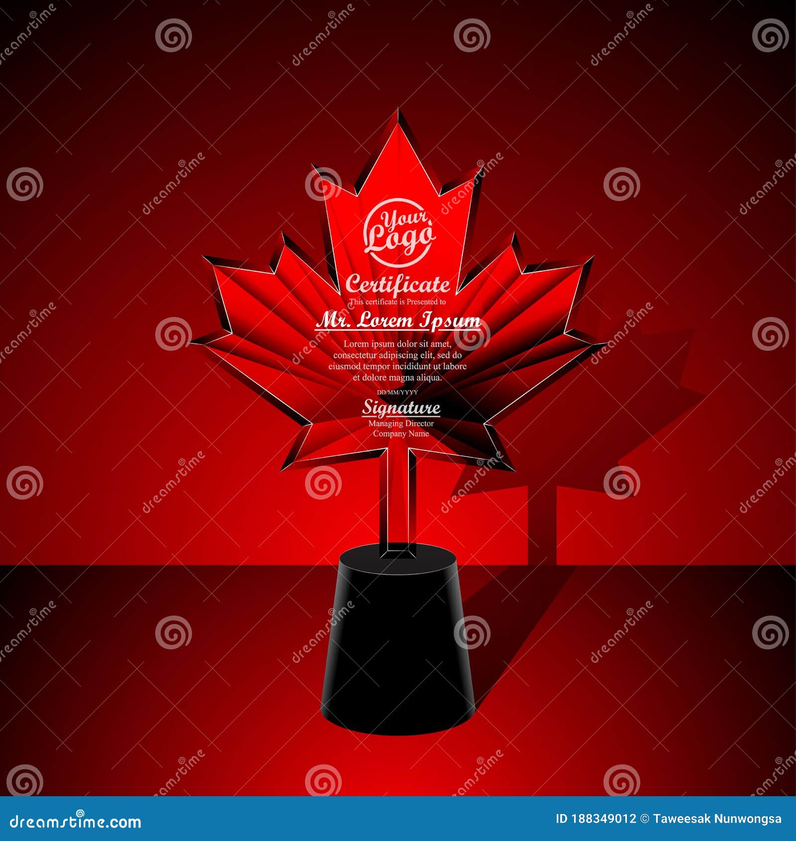 Trophy Certificate And Star Icon As Prize At Ceremonial Award With ...