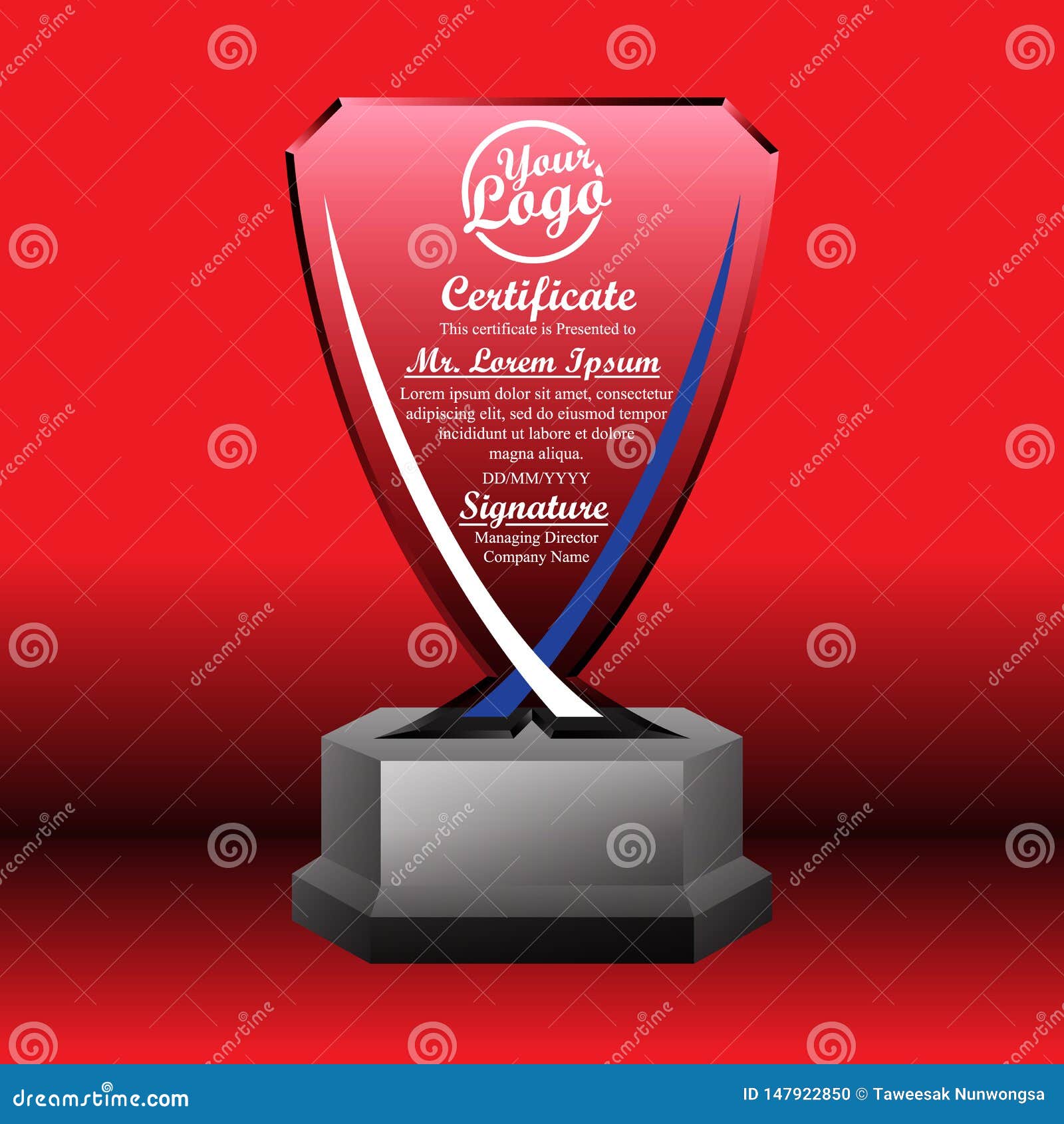 Trophy Certificate And Star Icon As Prize At Ceremonial Award With ...