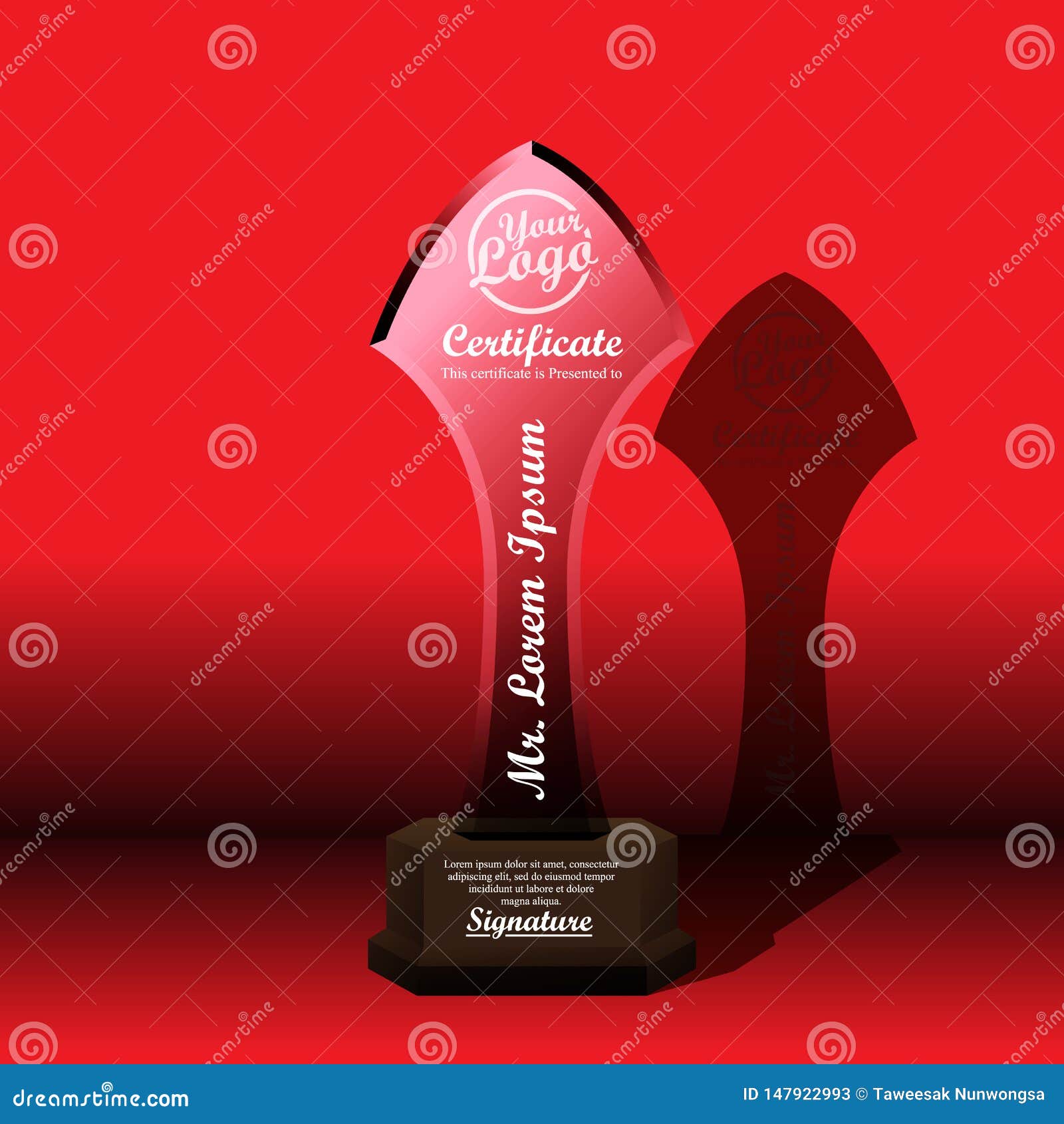 Trophy Certificate And Star Icon As Prize At Ceremonial Award With ...