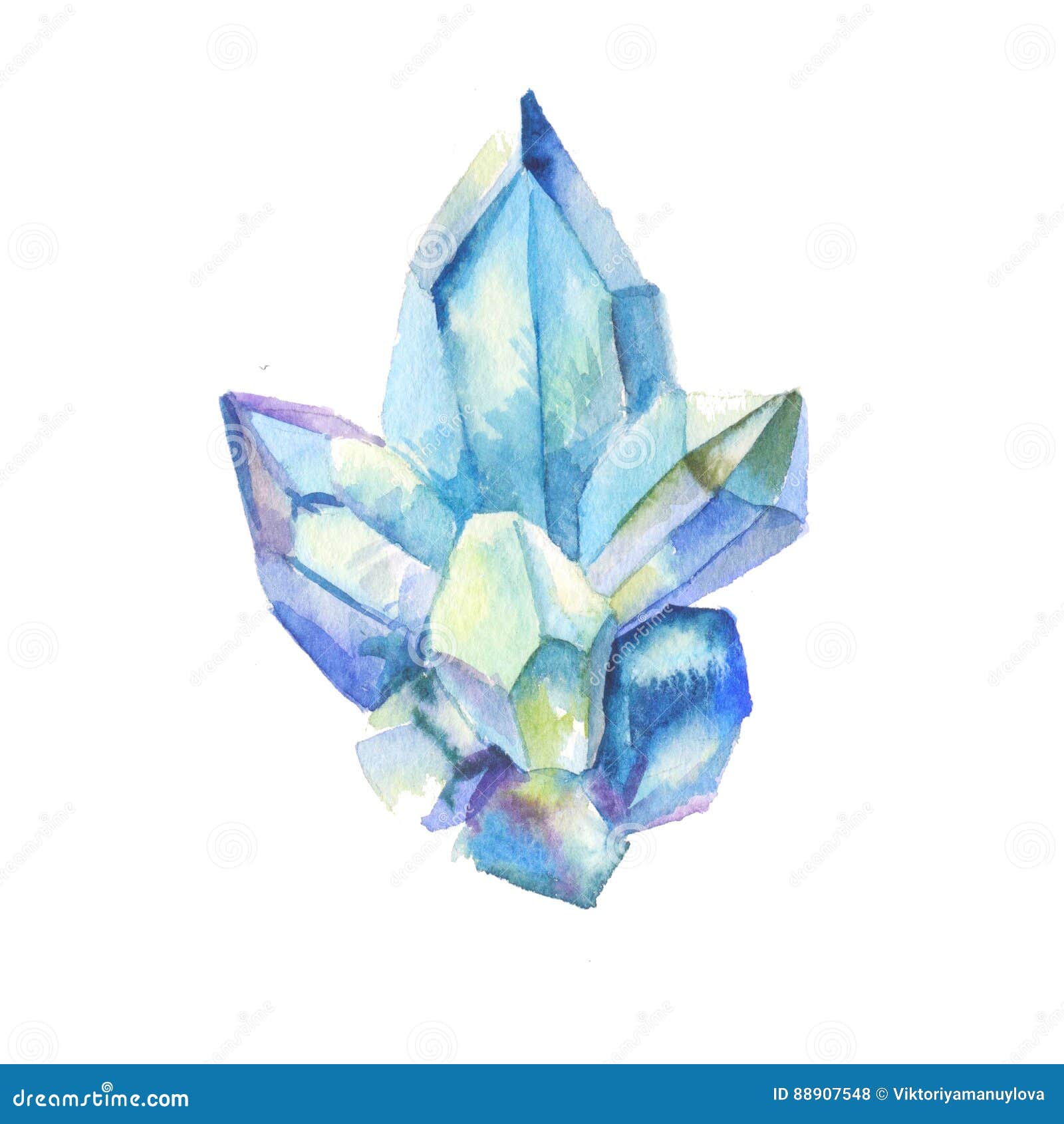Crystal watercolor stock illustration. Illustration of artistic - 88907548