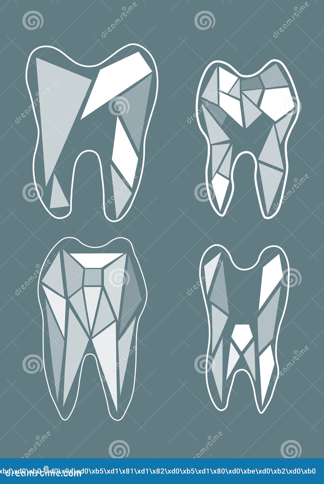 Crystal White Teeth on a Blue Background. Stock Illustration ...