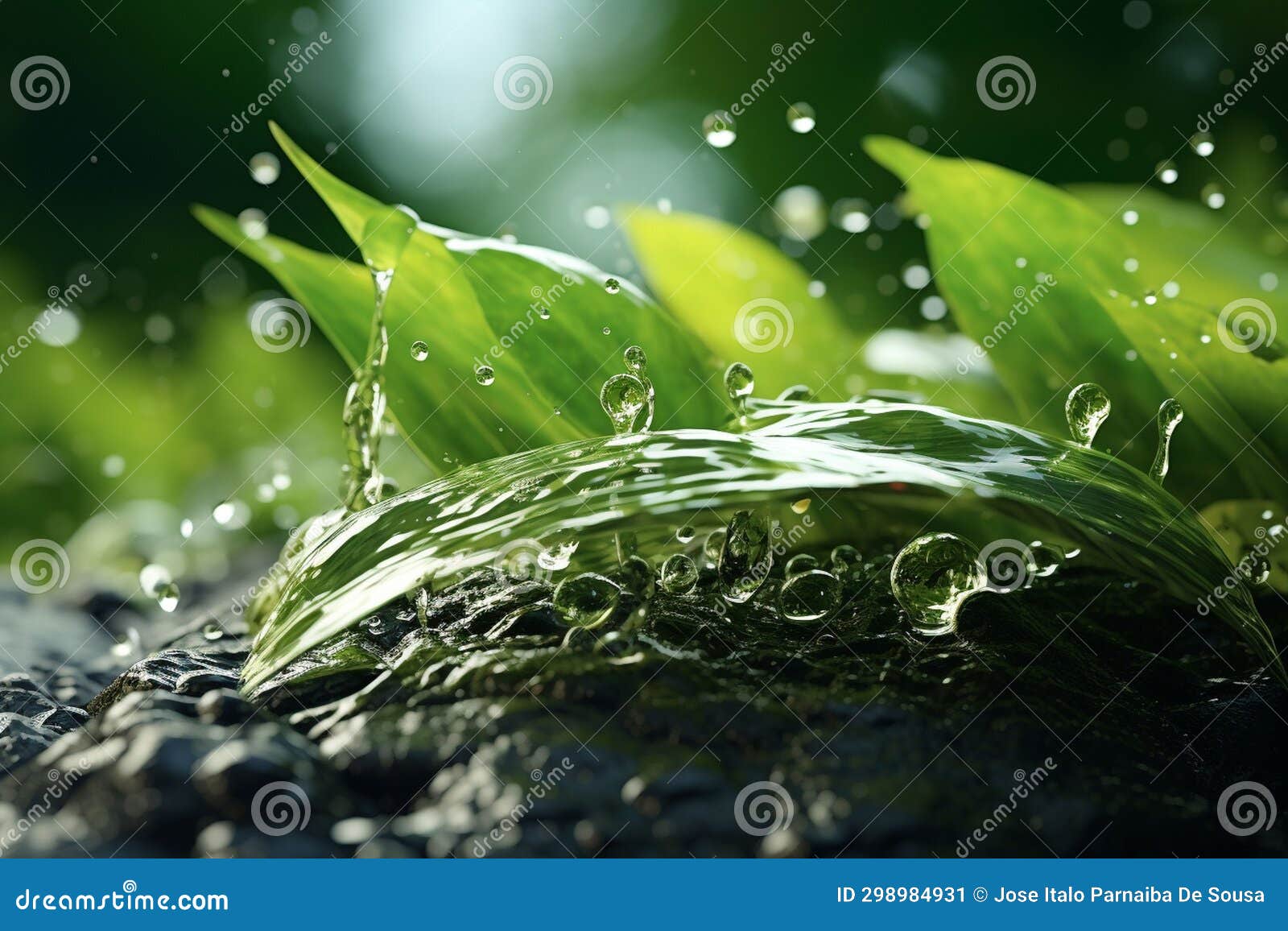 Crystalclear Water Droplets Falling from a Lush Gr Stock Image - Image ...