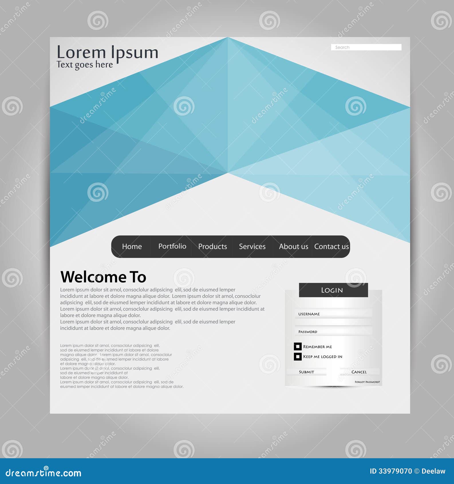 Crystalline Blue Header Web Template. Stock Vector - Illustration of ...