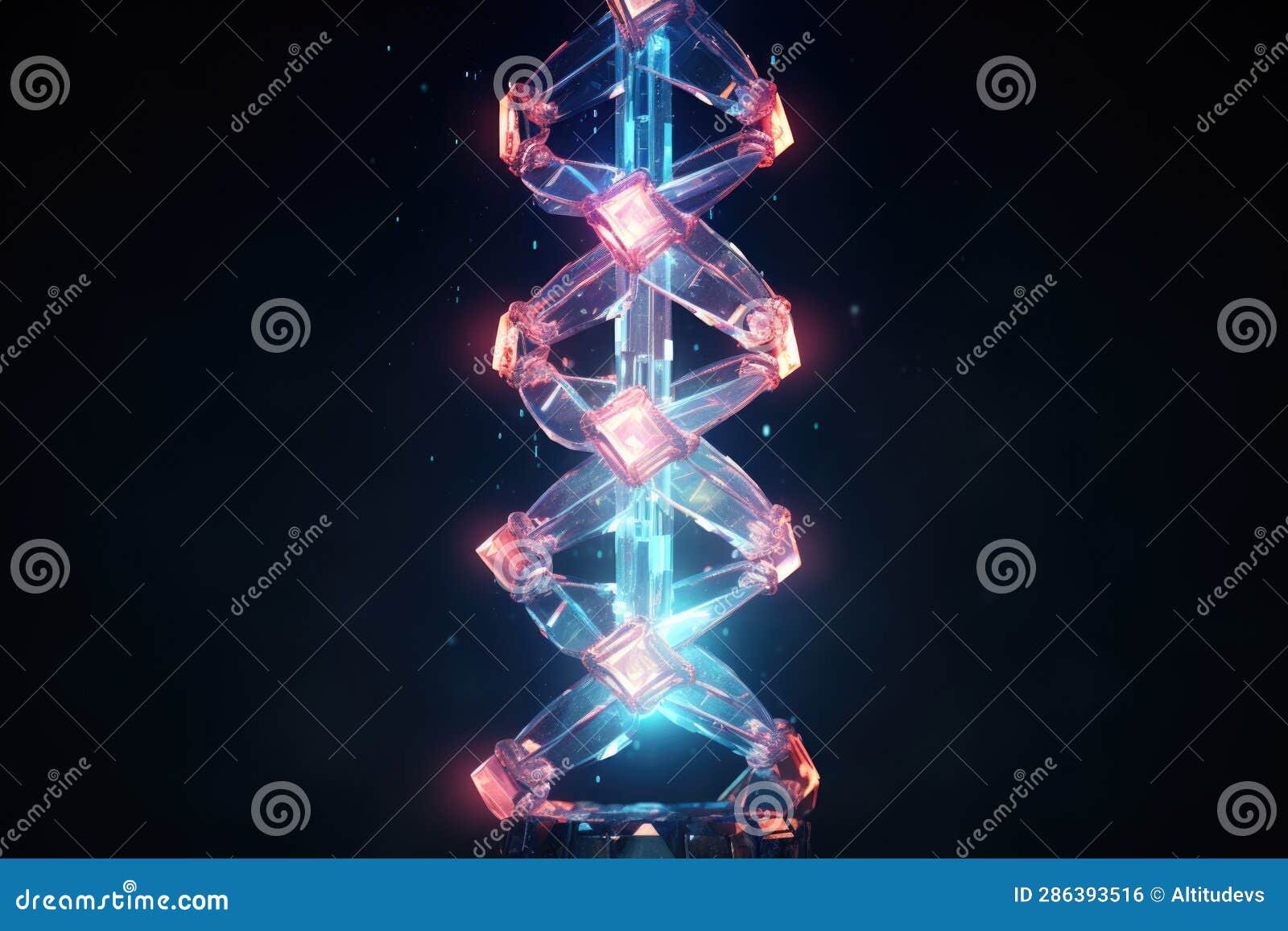 Crystalline Dna Structure with Glowing Lights Stock Photo - Image of ...
