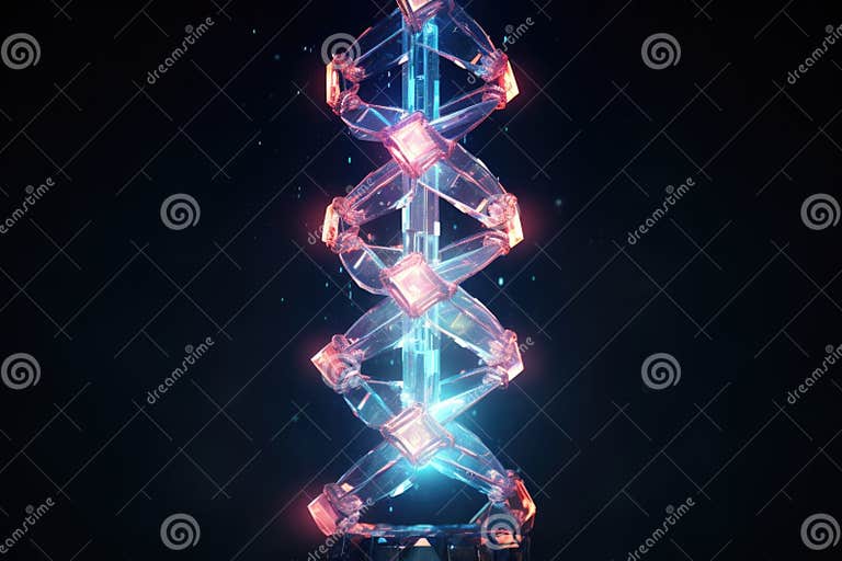 Crystalline Dna Structure with Glowing Lights Stock Photo - Image of ...