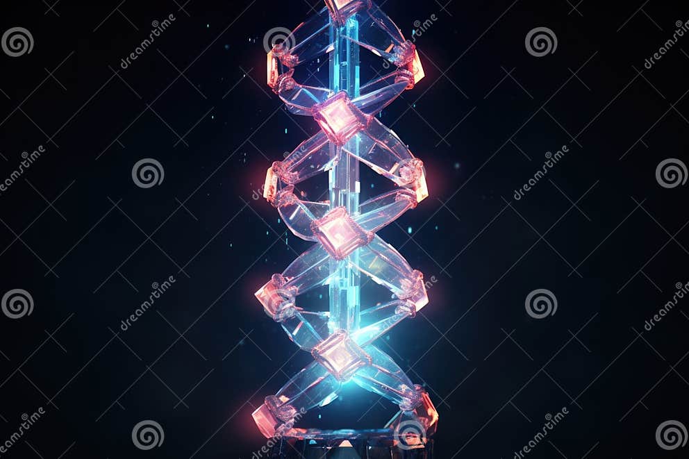 Crystalline Dna Structure with Glowing Lights Stock Photo - Image of ...