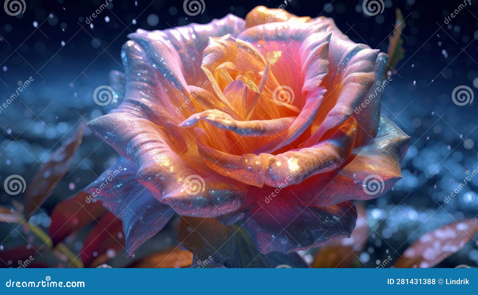 Crystalline Iridescent Flower Stock Illustration - Illustration of ...