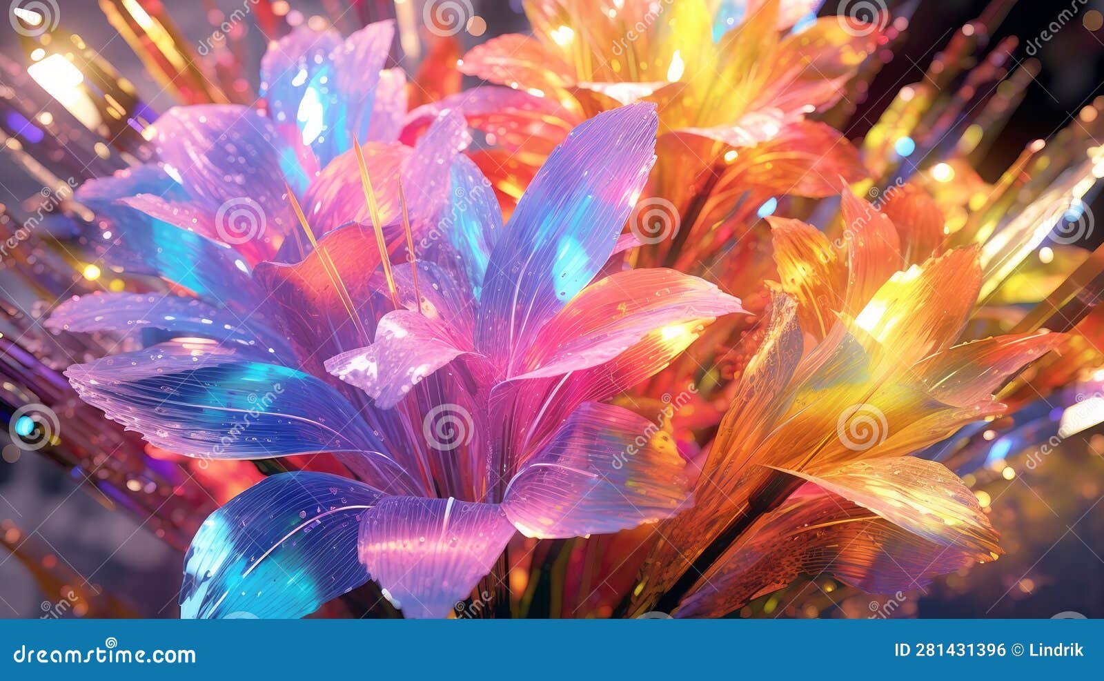 Crystalline Iridescent Flower Stock Illustration - Illustration of warm ...