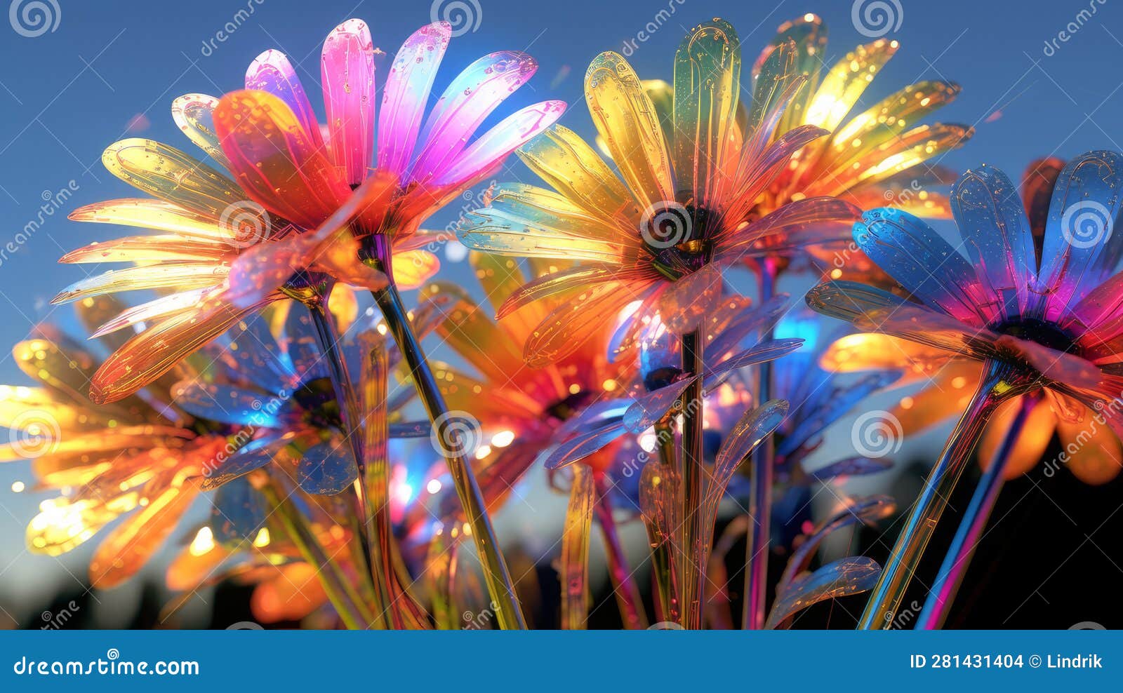 Crystalline Iridescent Flower Stock Illustration - Illustration of ...