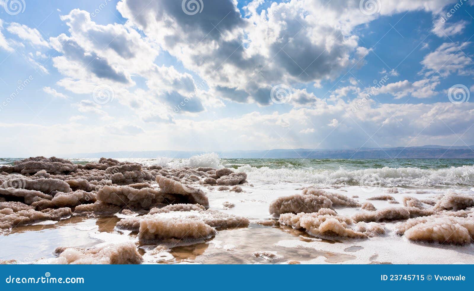 Crystalline Salt on Beach of Dead Sea Stock Image - Image of salt ...