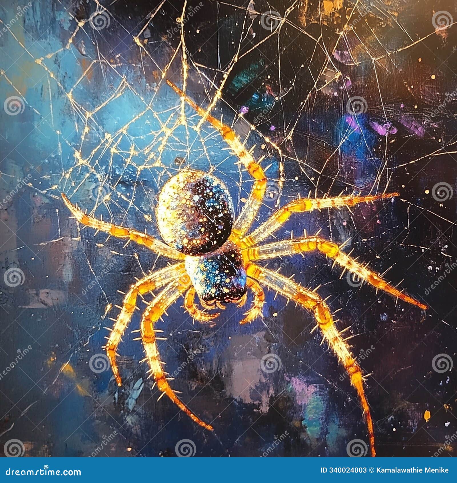 Crystalline Spider: Weaving a Web of Light Stock Image - Image of ...