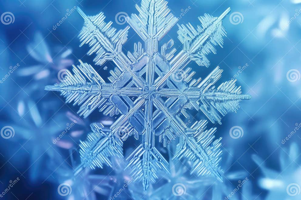 Crystalline Structures of a Snowflake Under Magnification Stock Photo ...