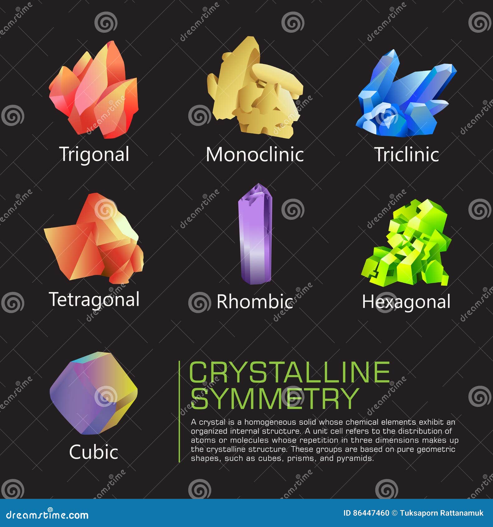 Crystalline symmetry stock vector. Illustration of crystal - 86447460