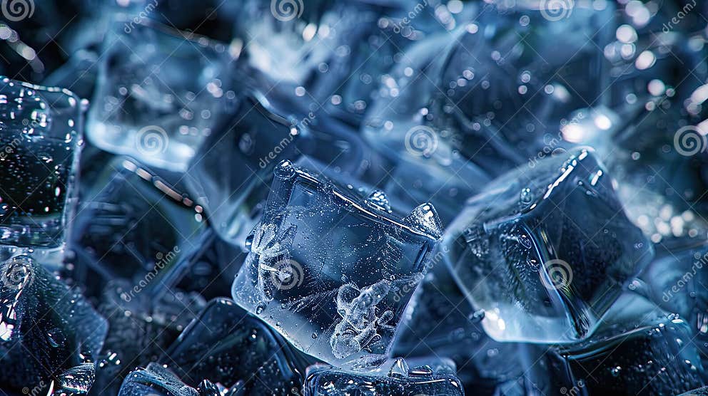 Crystallized Blue Ice Cubes Black Background Stock Illustration ...