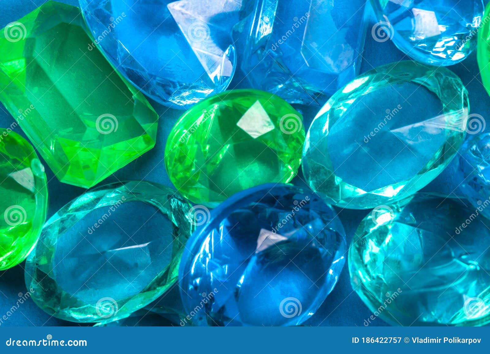 Crystals of Blue and Green on a Blue Background Stock Image - Image of ...