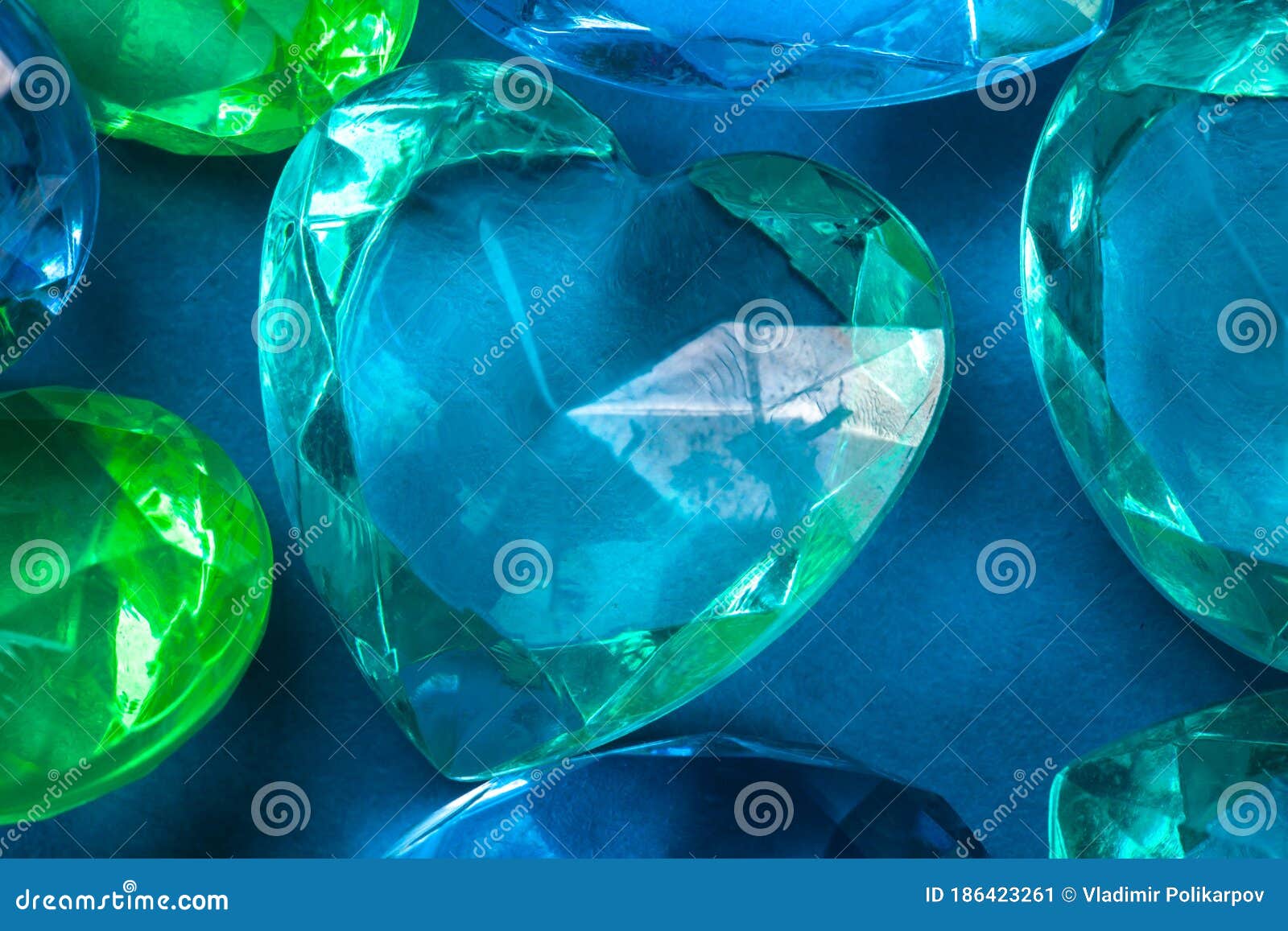 Crystals of Blue and Green on a Blue Background Stock Image - Image of ...