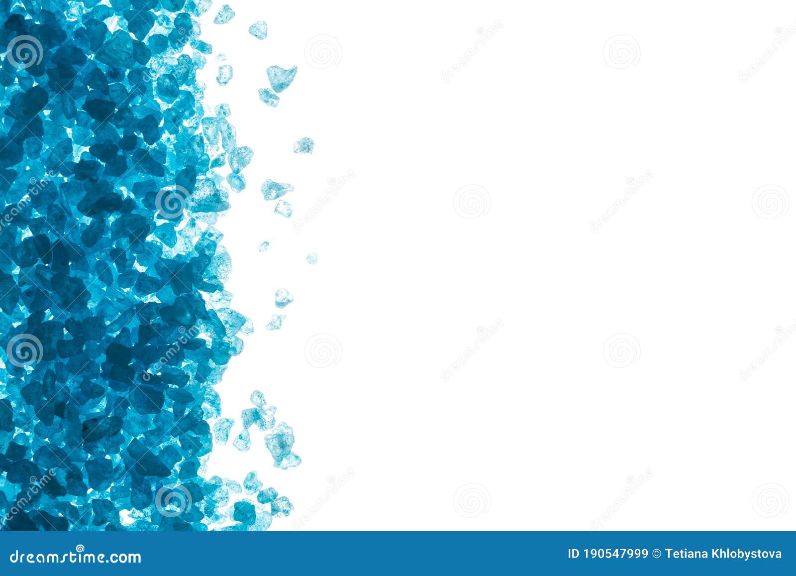 Crystals of Blue Sea Salt. Border on White Background Stock Image ...