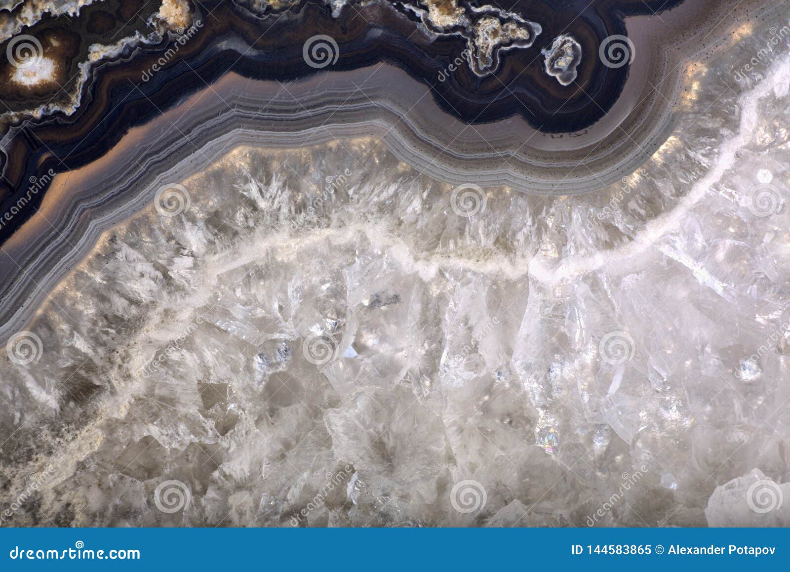 Crystals in Dark Blue Agate Texture Stock Image - Image of agate, close ...