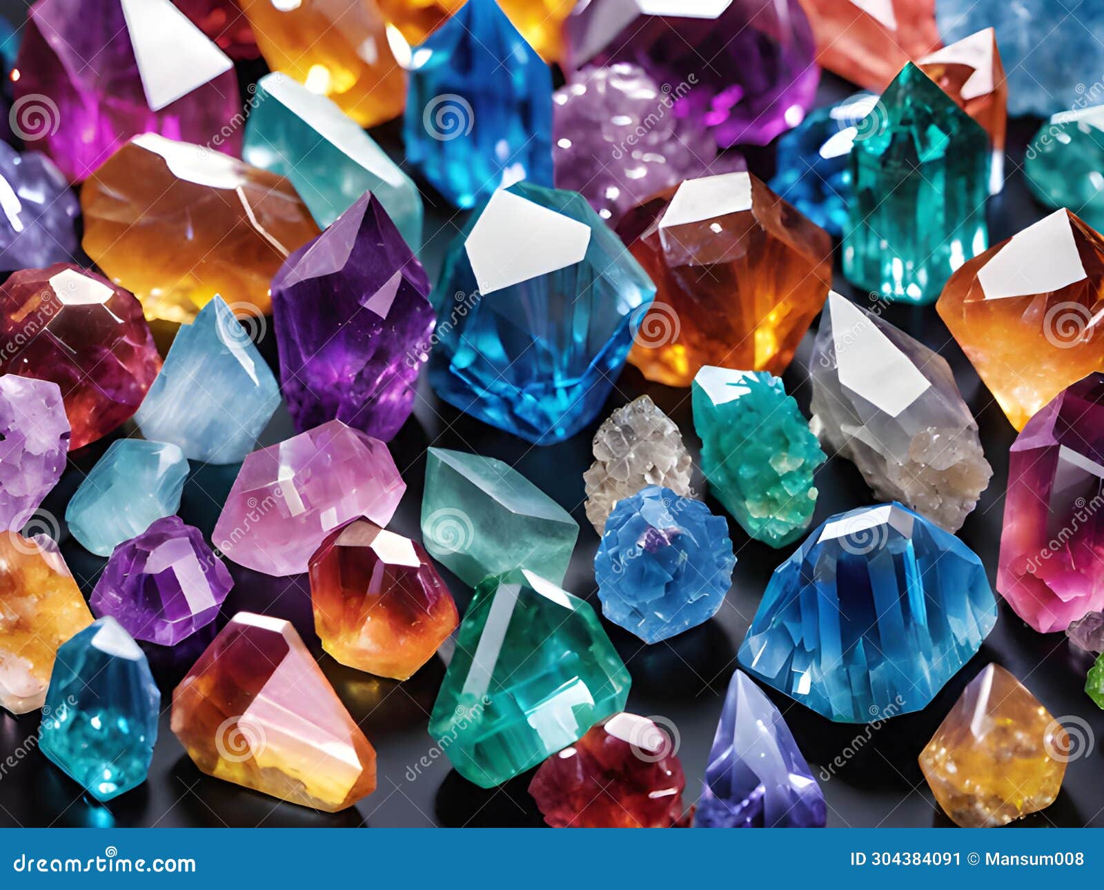 Crystals of Different Color and Gems Stock Illustration - Illustration ...