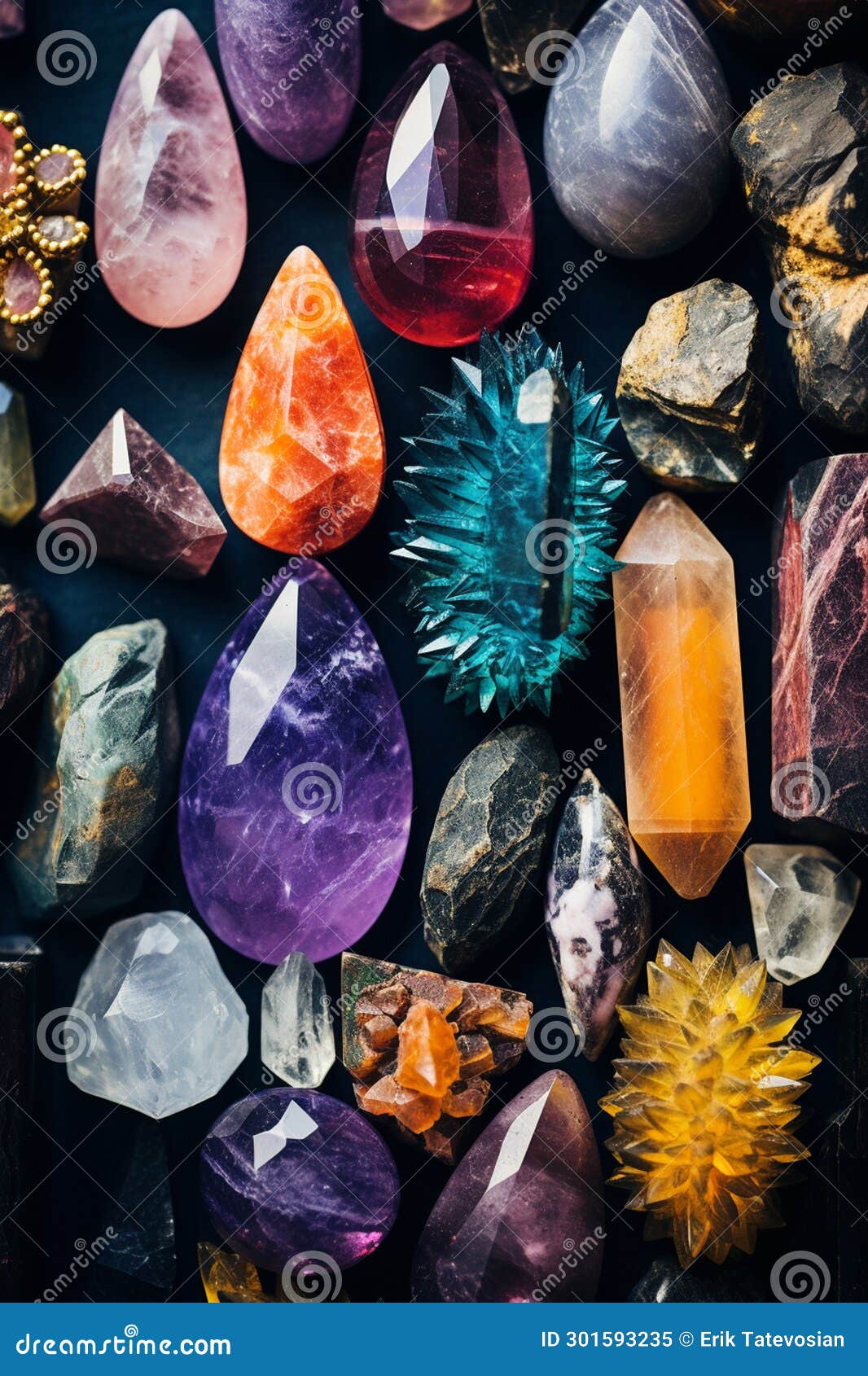 Crystals of Different Shapes and Different Colors. Generative AI, Stock ...
