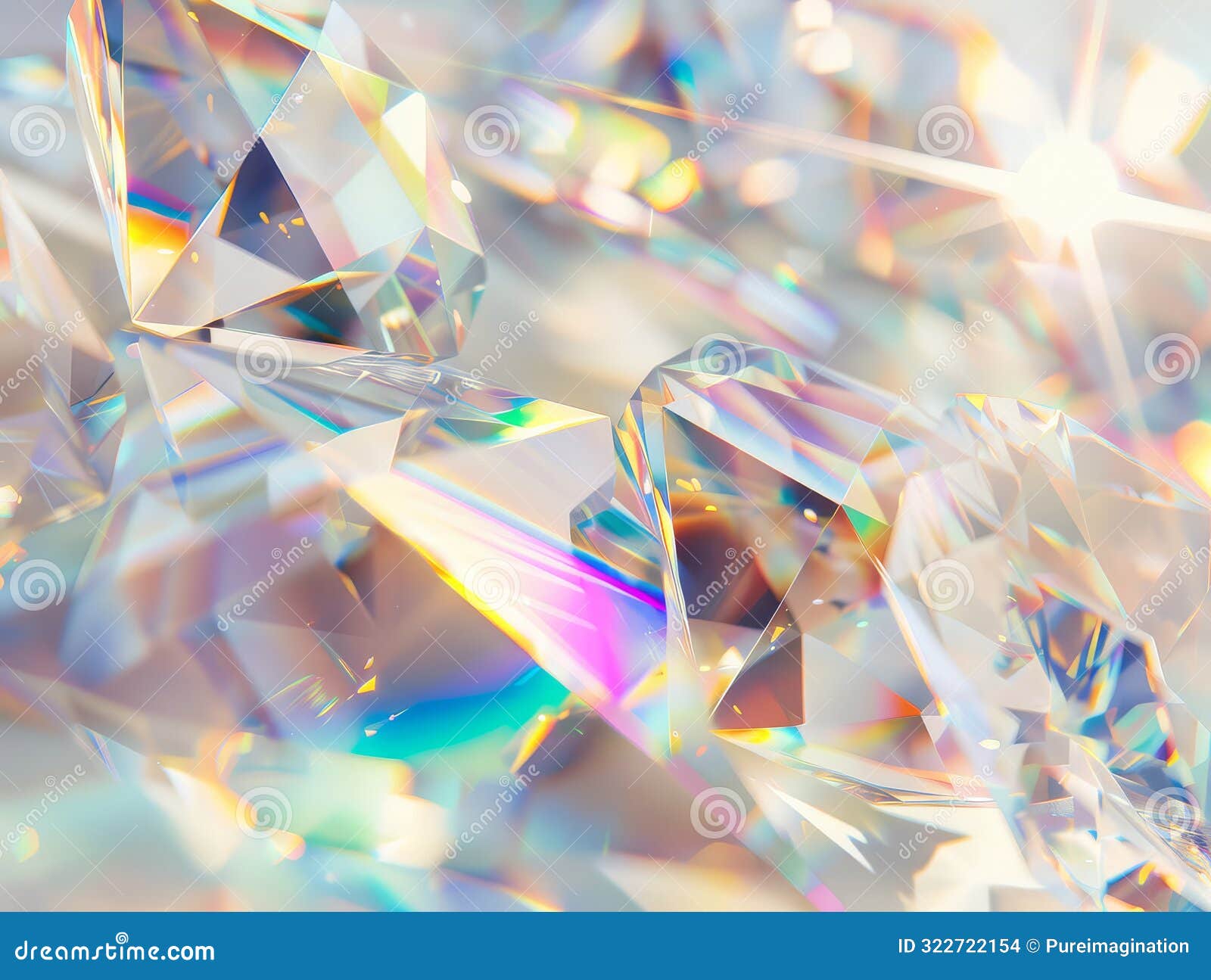 Crystals in Digital Art Shine with Captivating Rainbow Sheen Stock ...