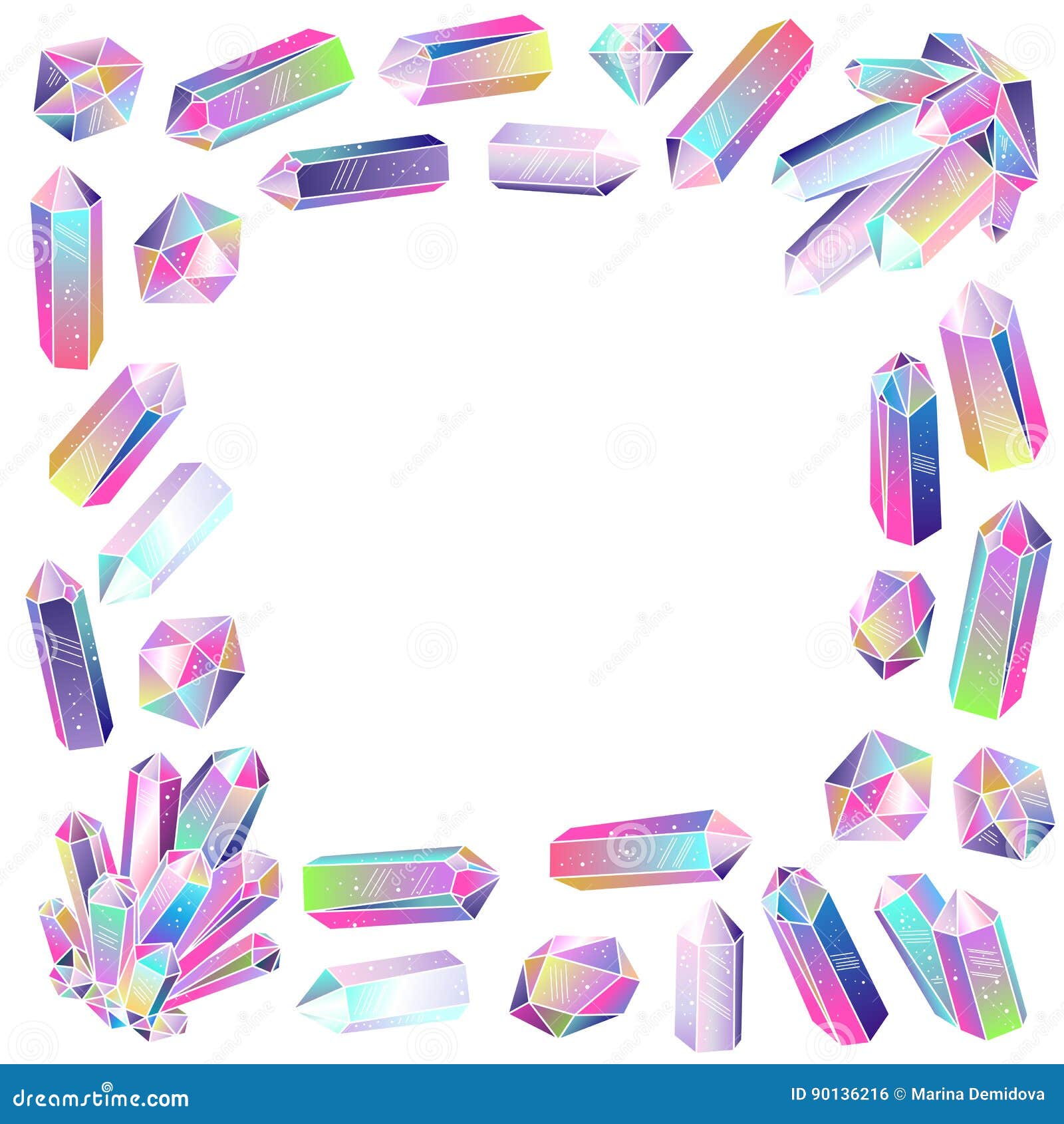 Crystals Frame Isolated Vector Stock Vector - Illustration of card ...