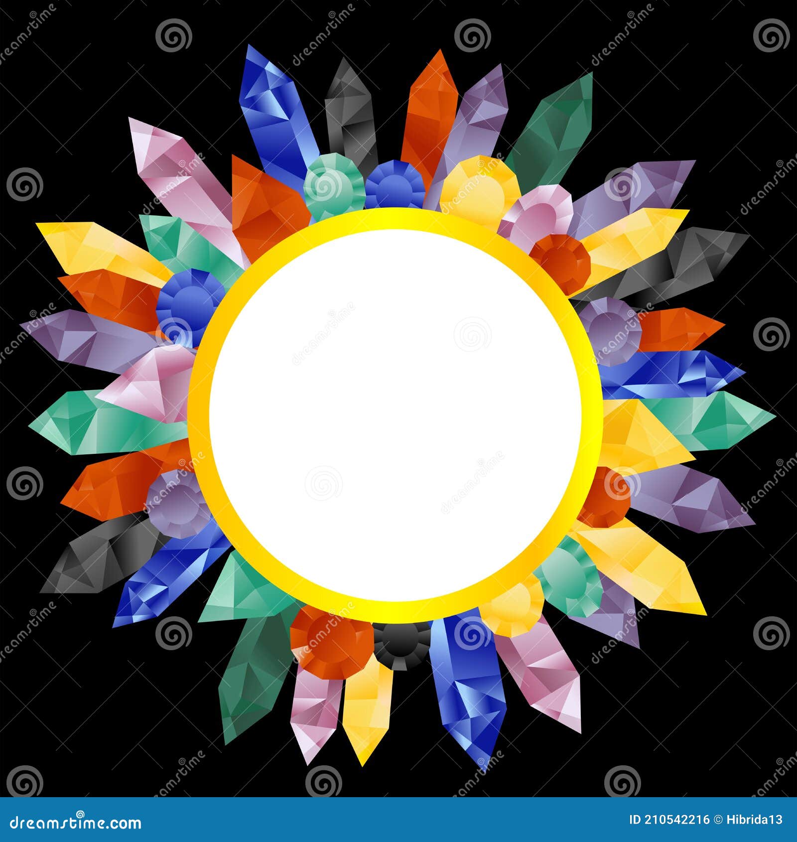 Crystals and Gem Stones Round Frame Stock Vector - Illustration of ...
