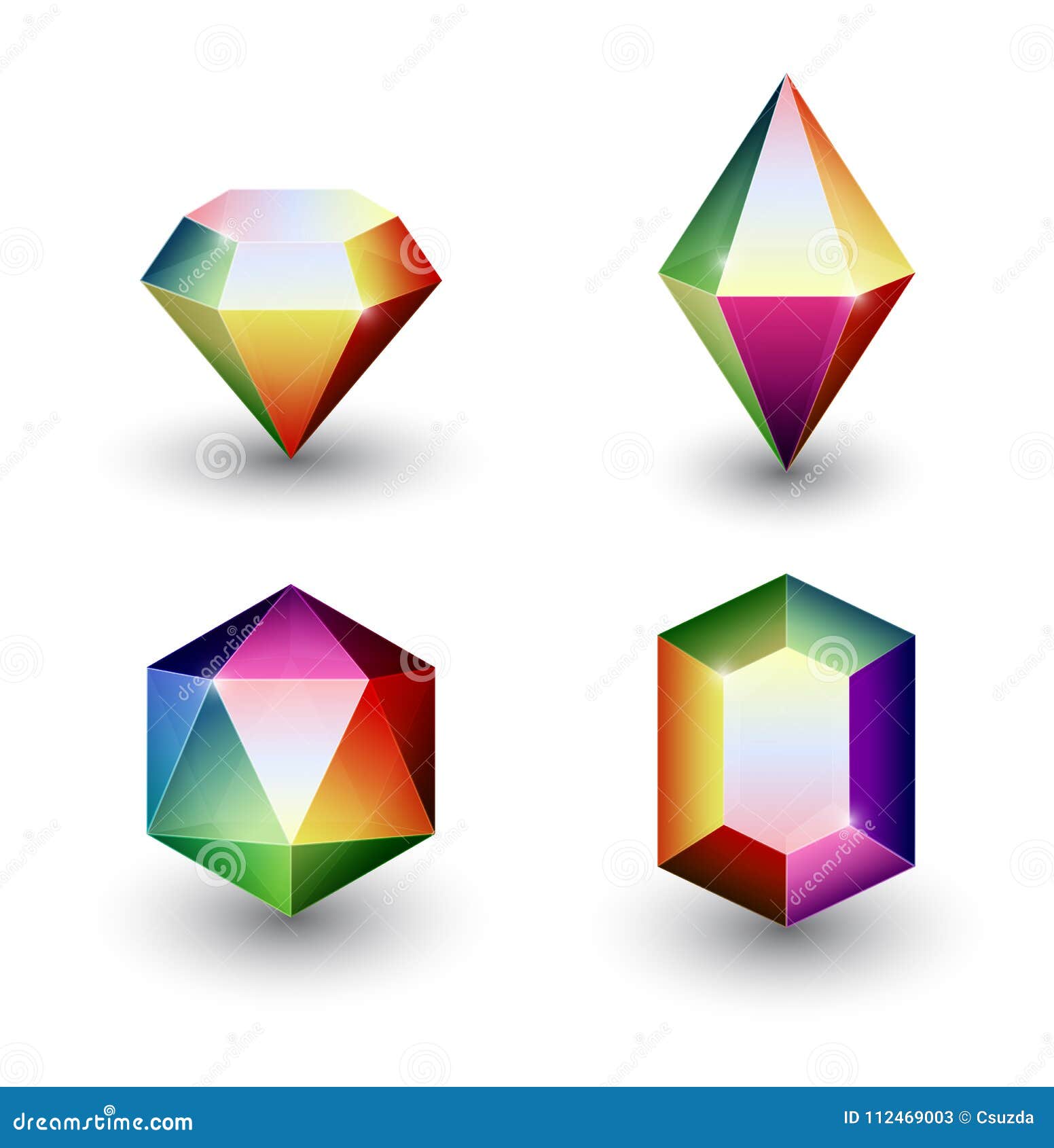 Crystals icons set stock vector. Illustration of pink - 112469003