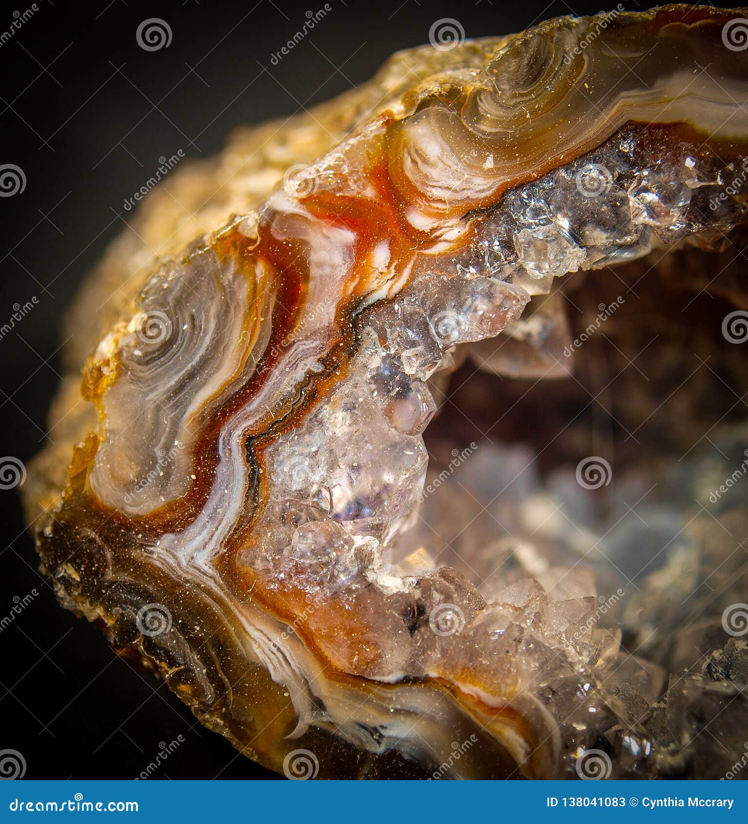 Crystals Inside Agate Geode Stock Image - Image of crystalline, stone ...