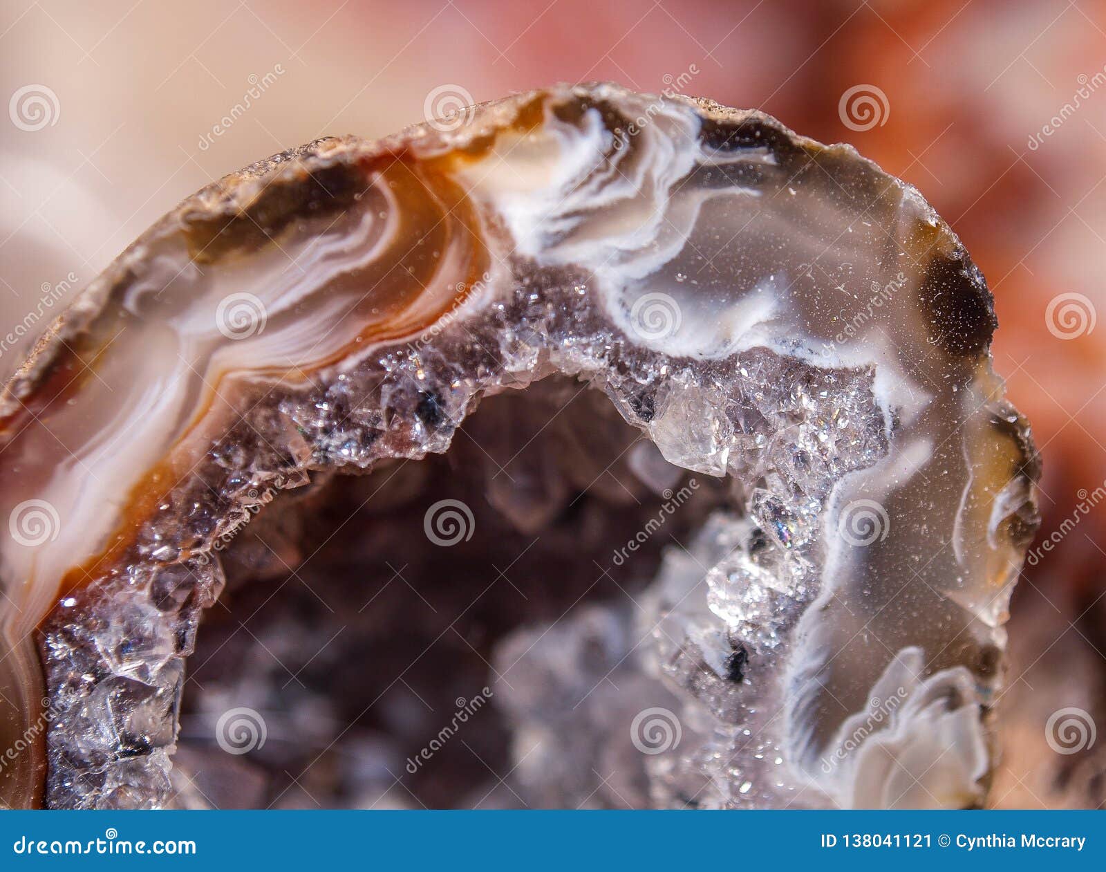 Crystals Inside Agate Geode Stock Image - Image of agate, crystal ...