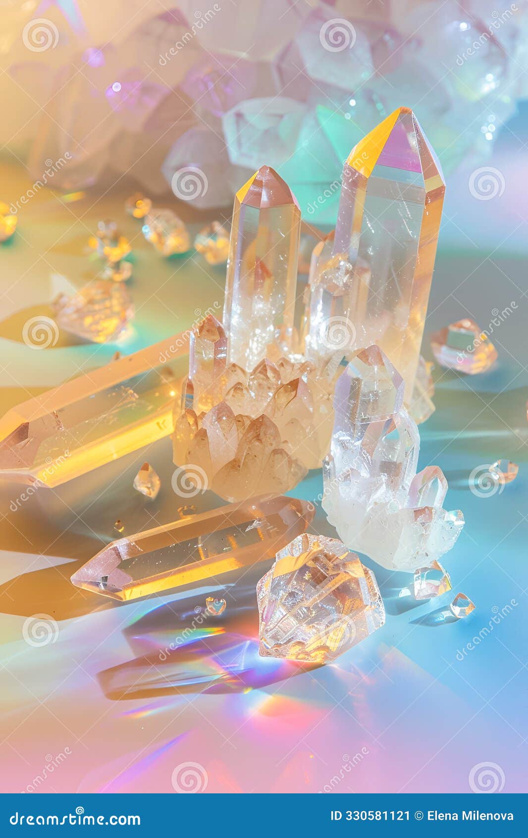Crystals on Pastel Background Stock Image - Image of minerals, ethereal ...