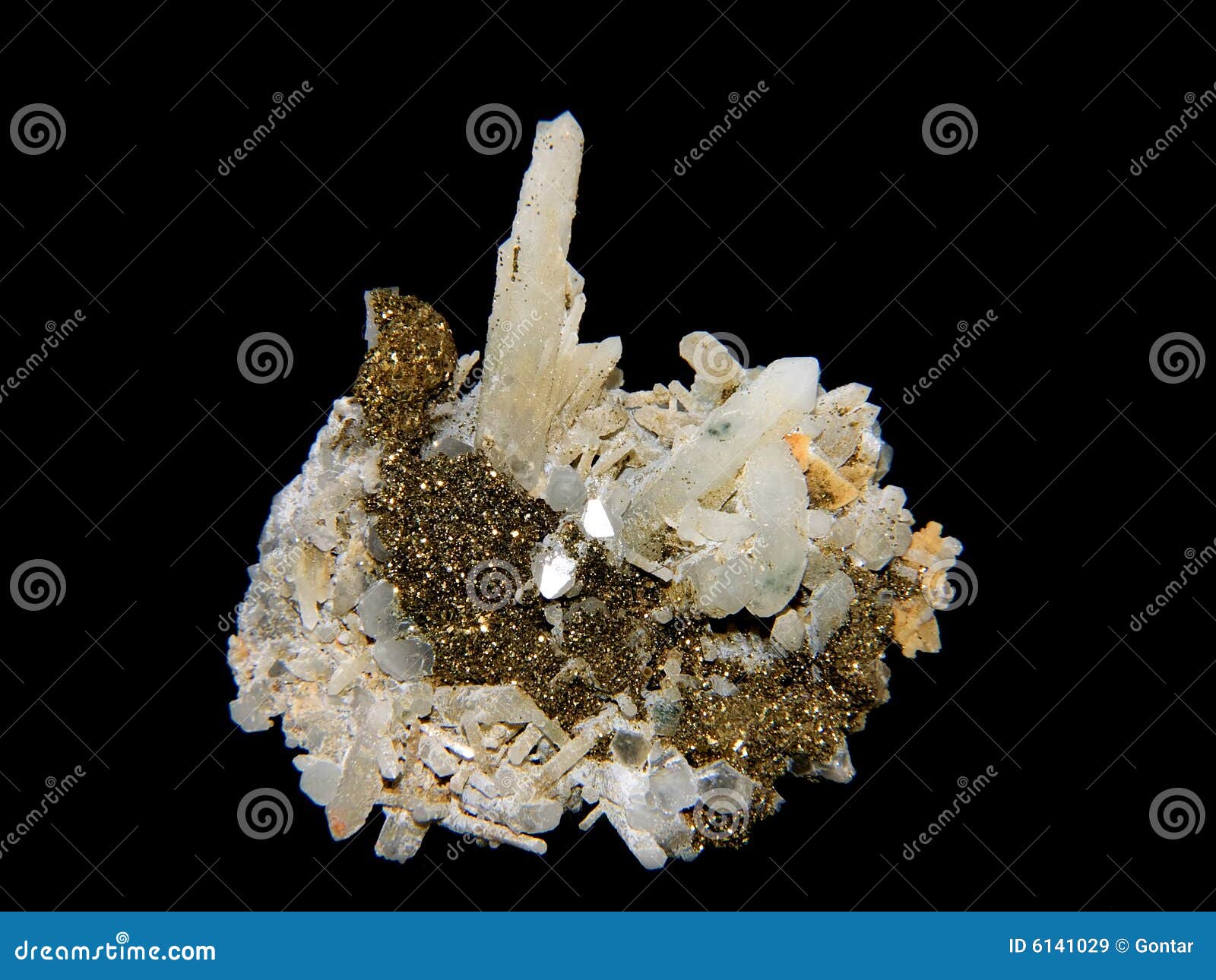 Crystals of a Pirit and Quartz Stock Image - Image of bypyramid, liquid ...