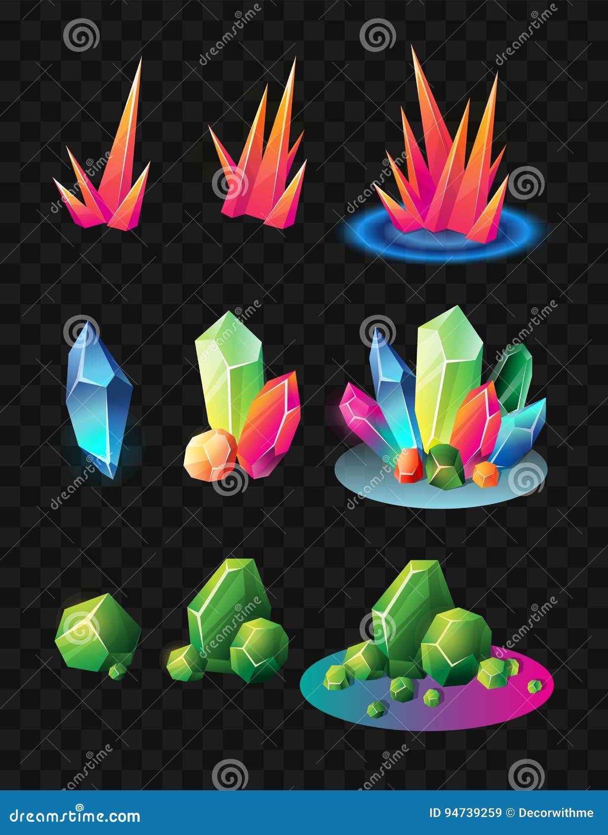 Crystals - Realistic Vector Set of Minerals Stock Vector - Illustration ...