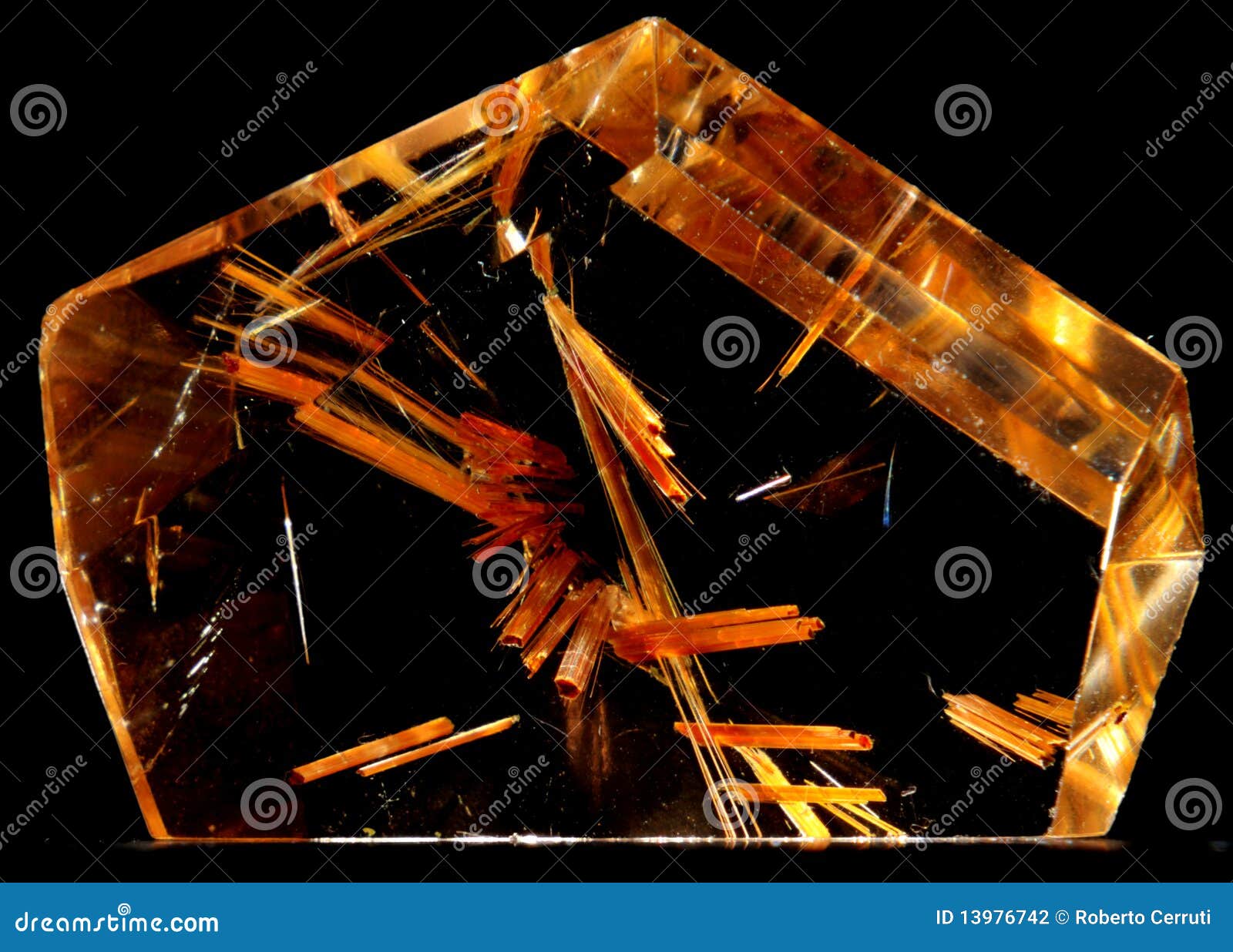 Crystals of Rutile Included in a Quartz Crystal Stock Photo - Image of ...