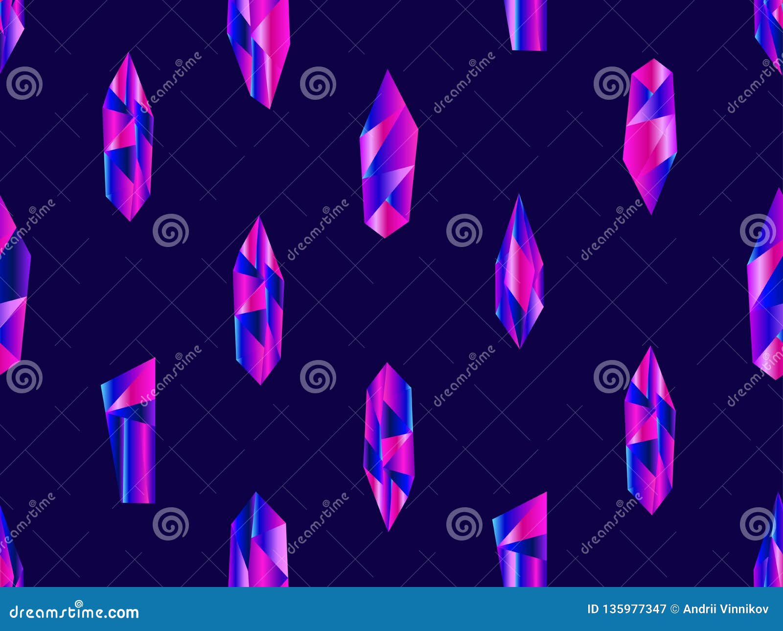 Crystals with Violet Gradient Seamless Pattern. Minerals, Design ...