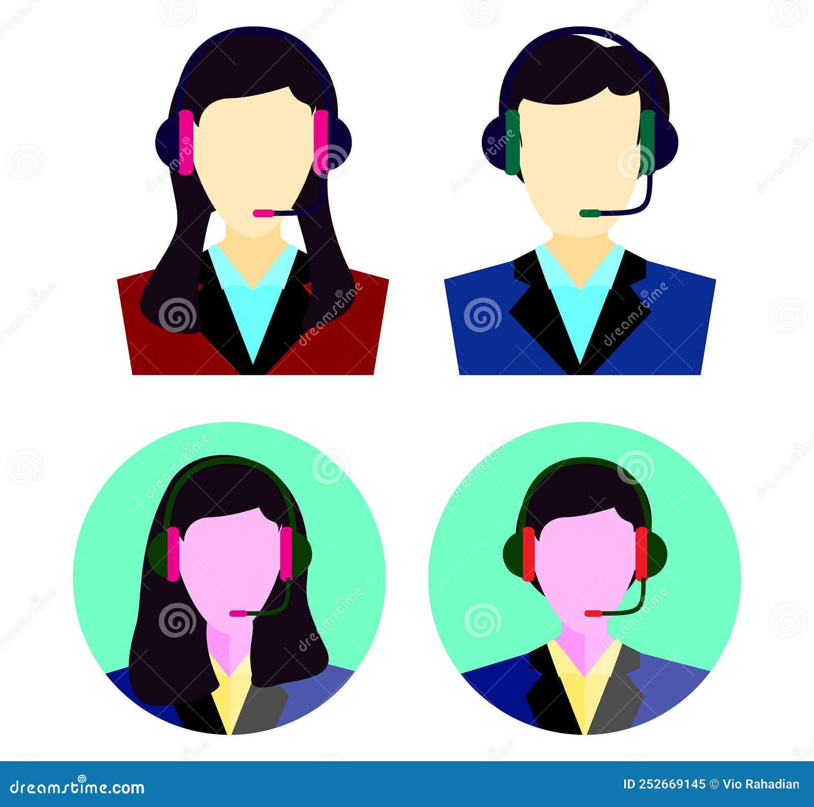 Call Center Agents Avatars Collection Set. Customer Service Agents Team ...