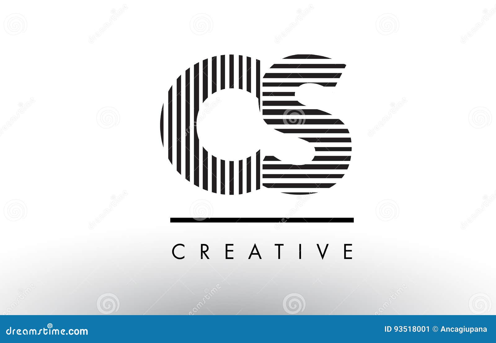 Cs C S Black And White Lines Letter Logo Design Stock Vector Illustration Of Vertical