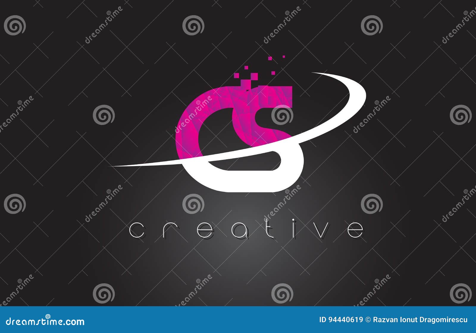 CS C S Creative Letters Design with White Pink Colors Stock Vector ...
