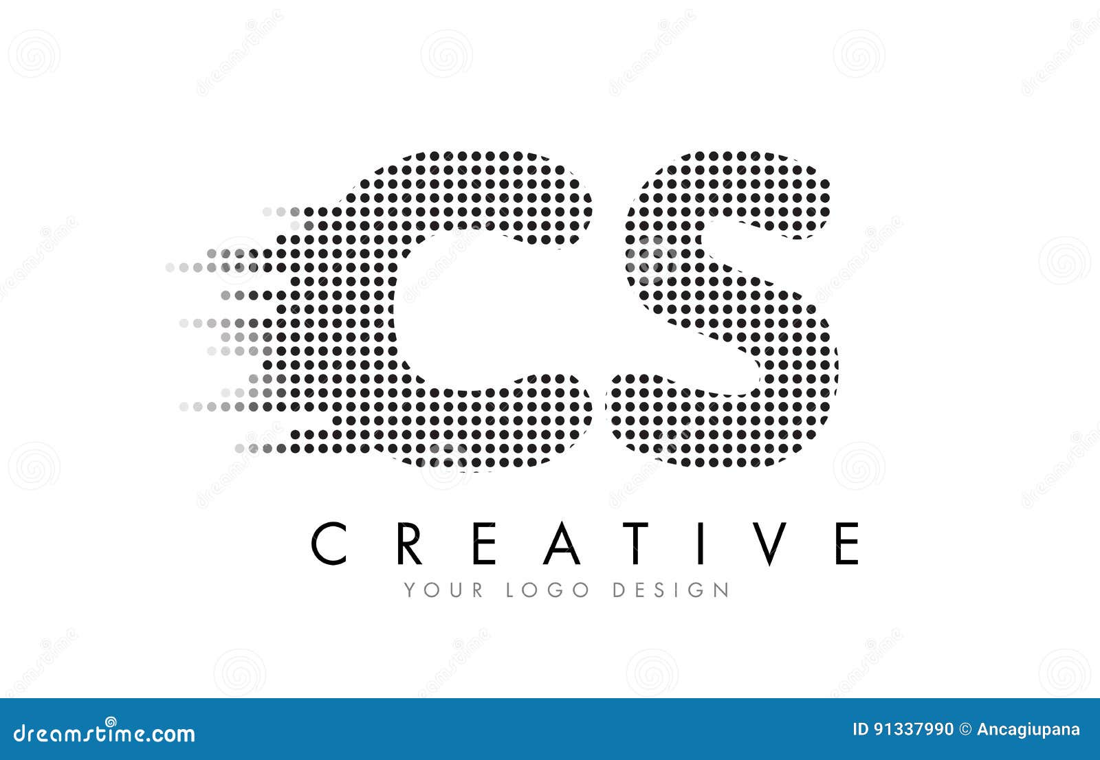 CS C S Letter Logo with Black Dots and Trails. Stock Vector ...