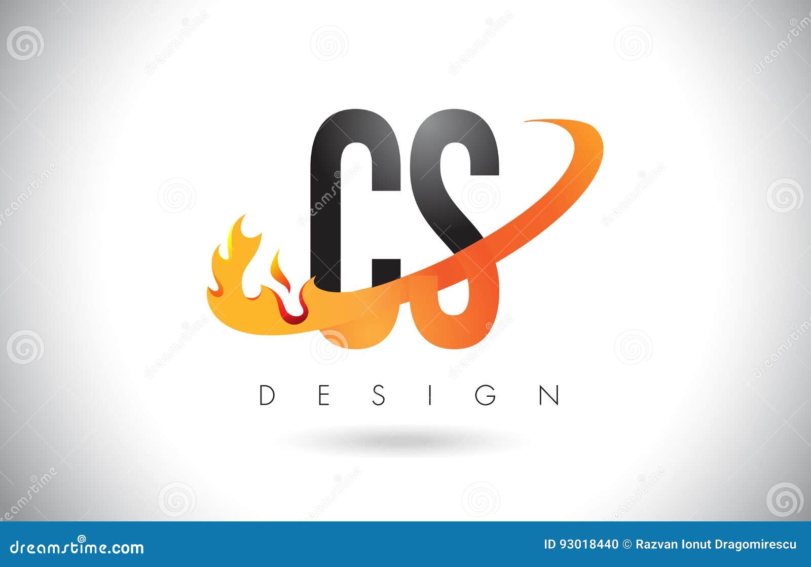 CS C S Letter Logo with Fire Flames Design and Orange Swoosh. Stock ...