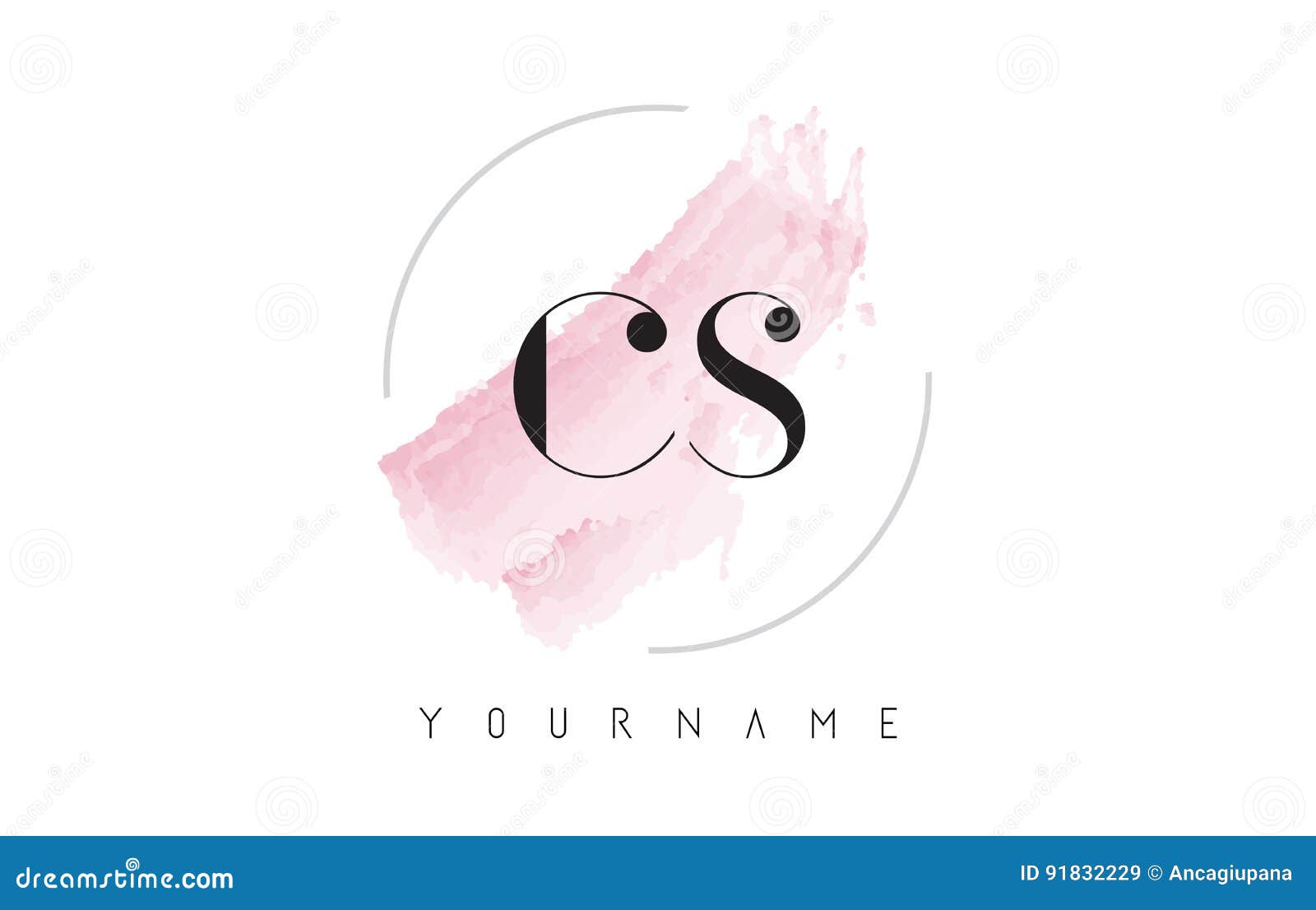 CS C S Watercolor Letter Logo Design with Circular Brush Pattern Stock ...