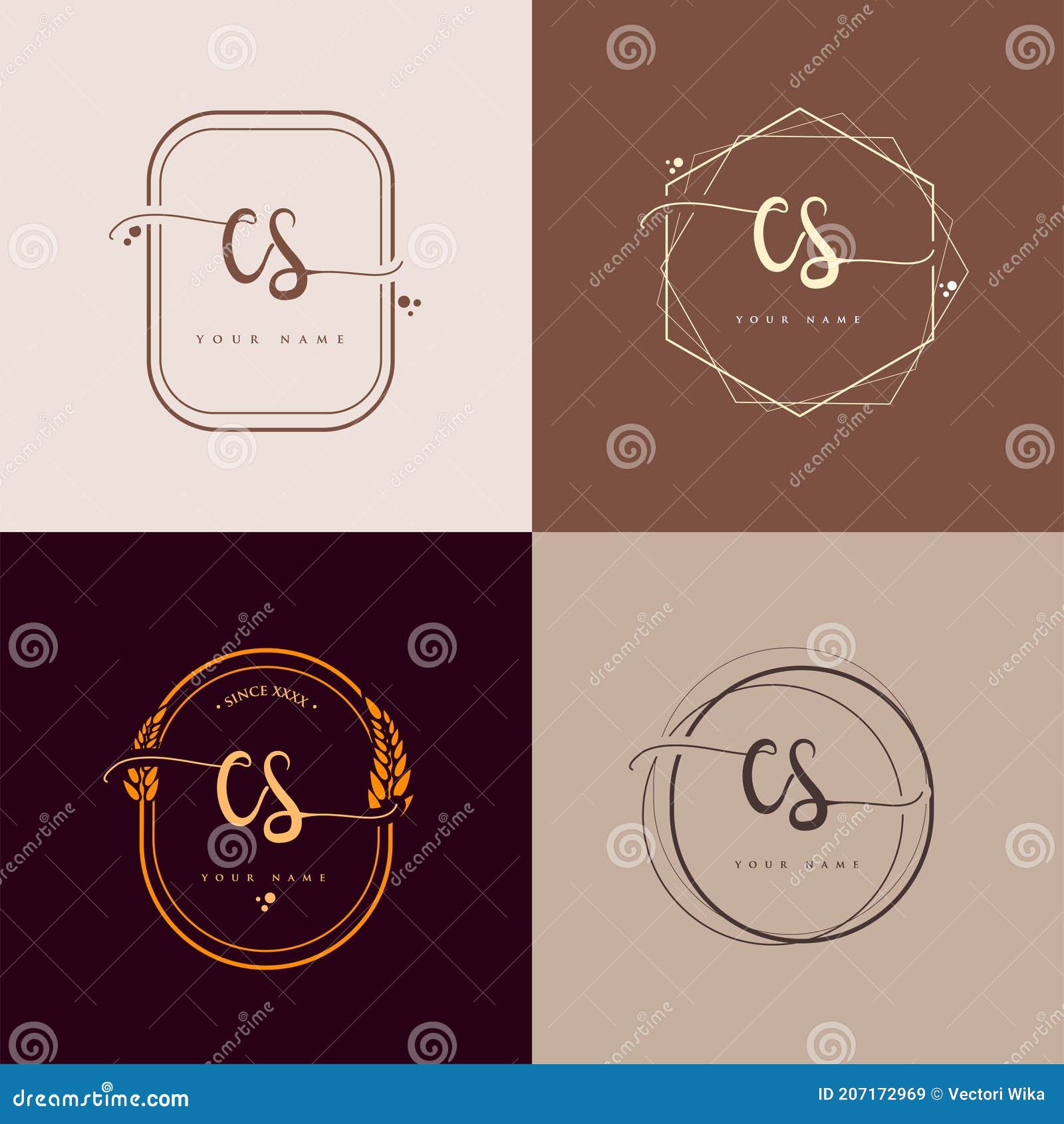 CS Initial Handwriting Logo Vector Sets. Hand Lettering Initials Logo ...