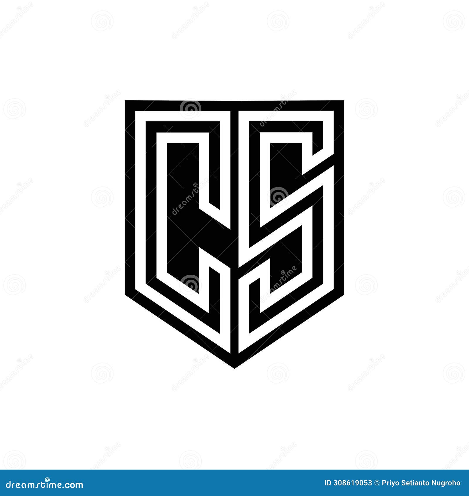 CS Logo Monogram Shield Geometric White Line Inside Black Shield Color ...