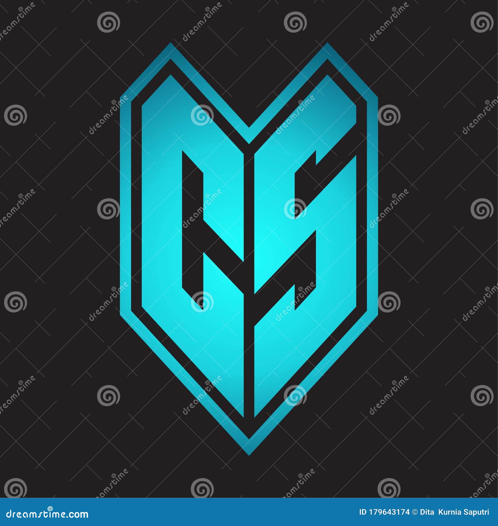 CS Logo Monogram with Emblem Line Style Isolated on Blue Gradient ...