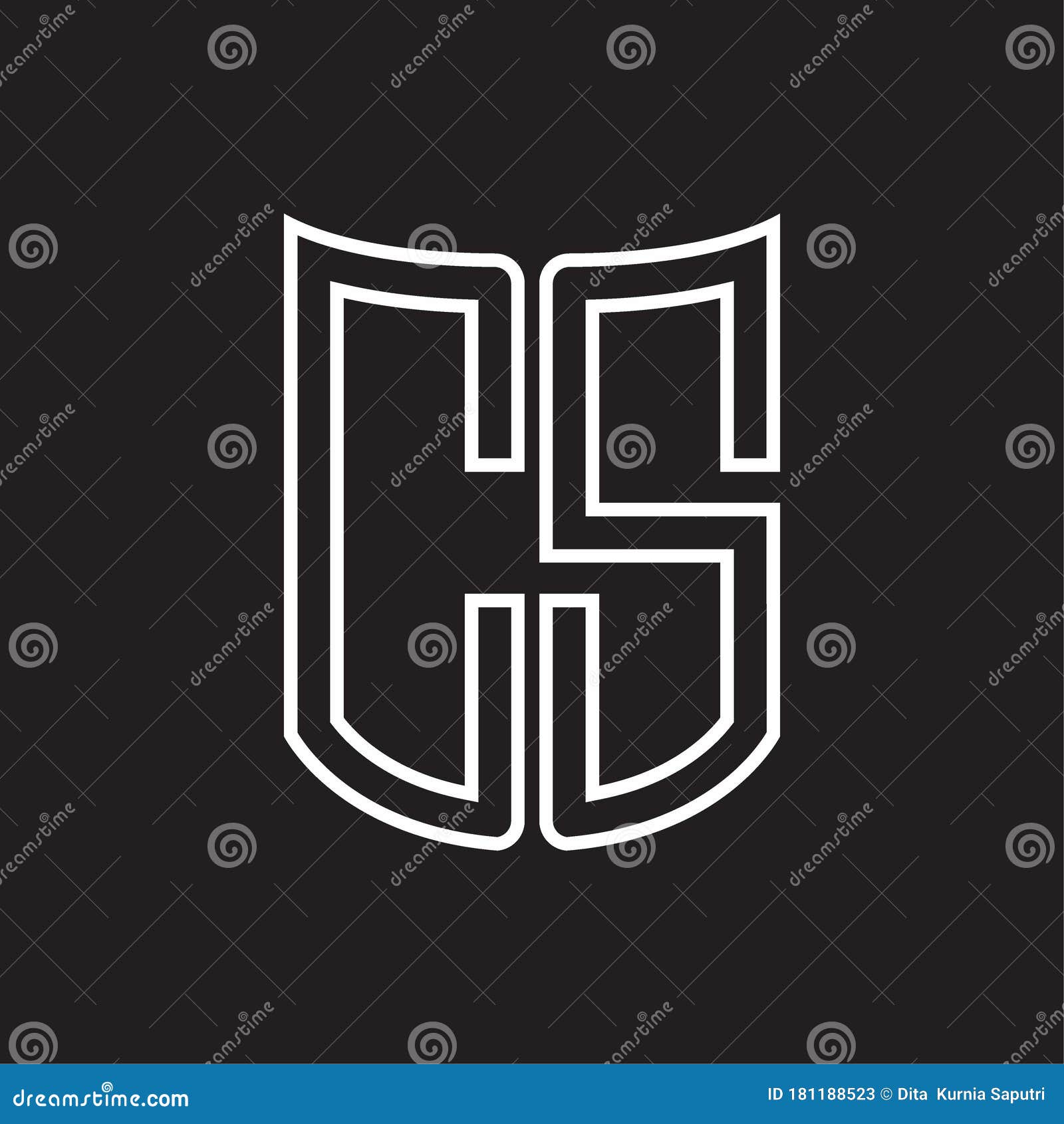 CS Logo Monogram with Ribbon Style Outline Design Template Stock Vector ...