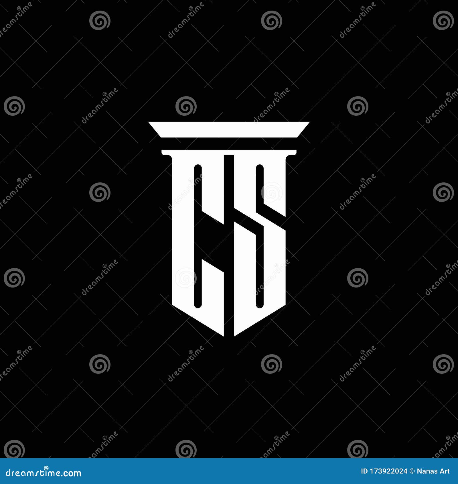 CS Monogram Logo with Emblem Style Isolated on Black Background Stock ...
