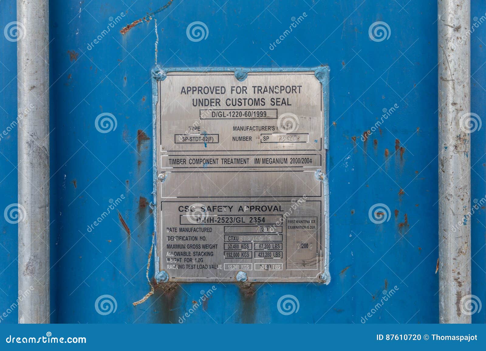 CSC Plate on Blue Container Editorial Image - Image of steel ...