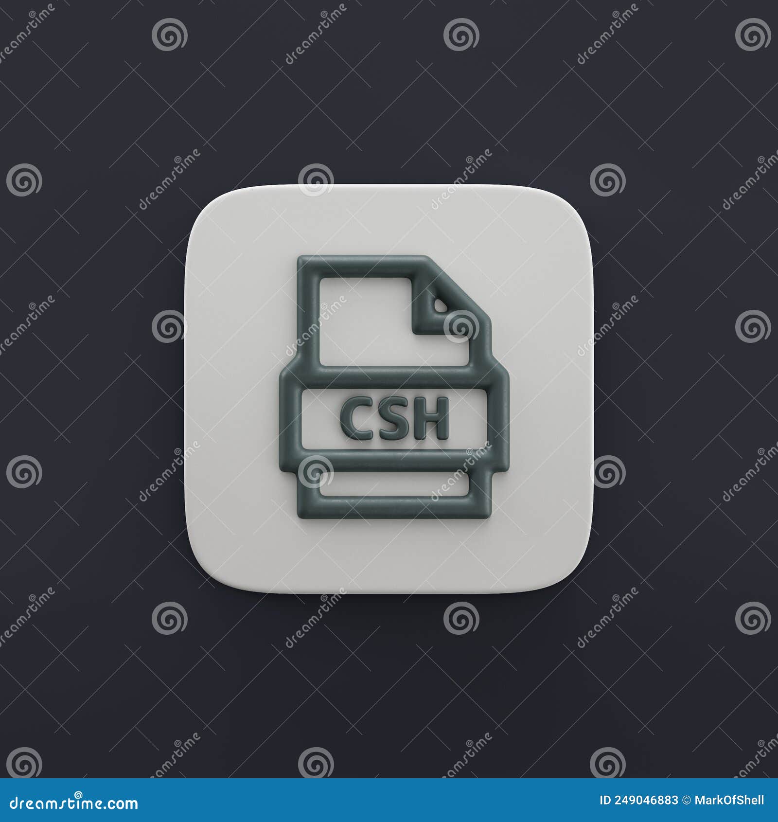Csh File 3d Icon, Outilne File Type Icon in Grey Color on a Button ...