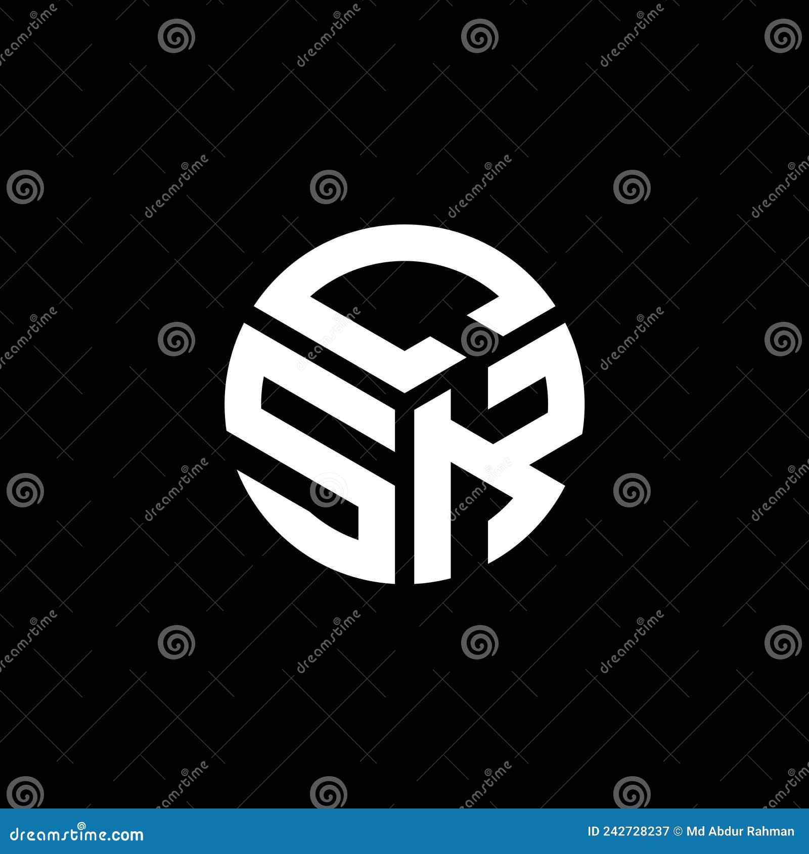 CSK Letter Logo Design on Black Background. CSK Creative Initials ...